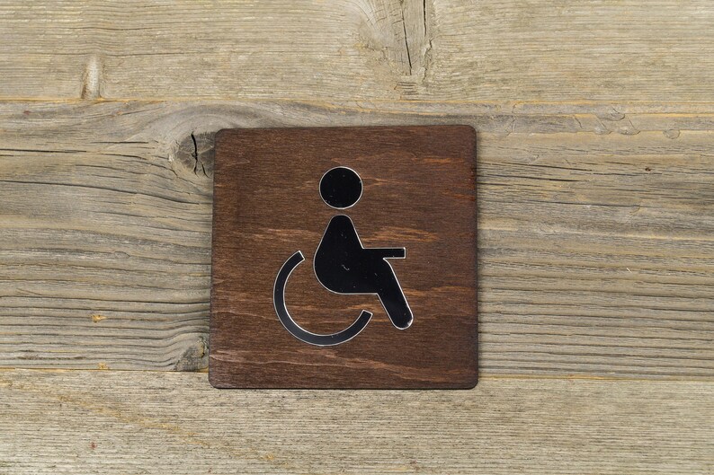 Handicapped Restroom Door Sign With Mirror Insert. Modern - Etsy
