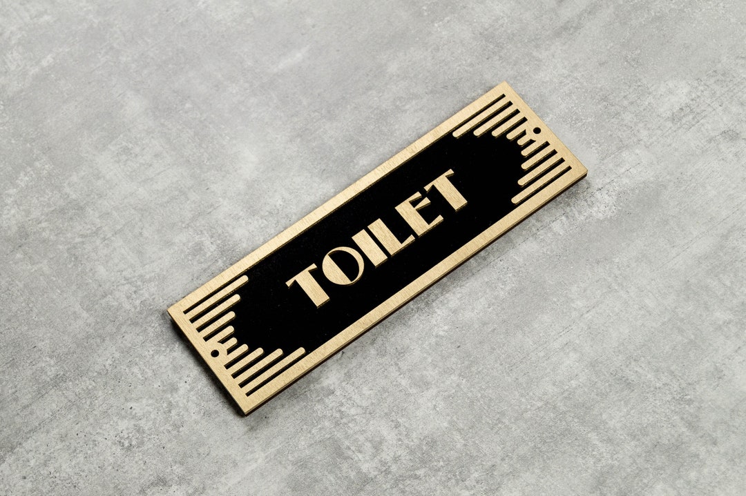 Toilet Door Sign, Restroom Plaque, Art Deco Style Plate - Etsy UK
