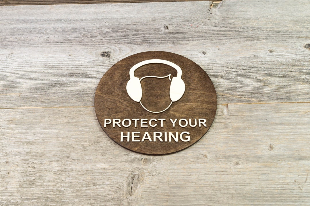 Wear Hearing Protection. Safety Ear Muffs. Company Safety Sign. Warning ...