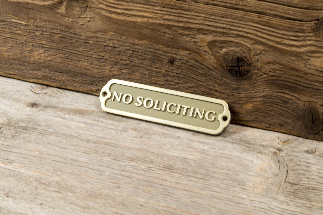 No Soliciting Door Sign Cold Cast Brass Sign. Vintage Style Door Plaque ...