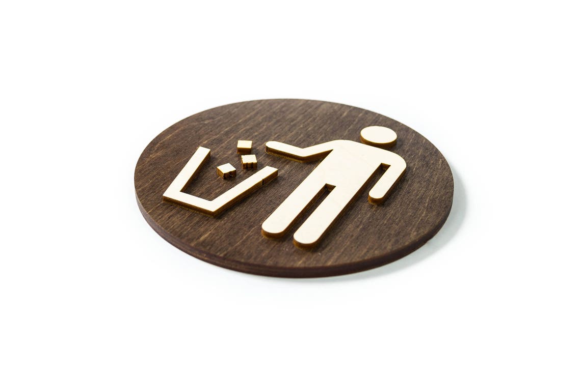 Trash Bin, Garbage Door Sign. Environmental Care. - Etsy