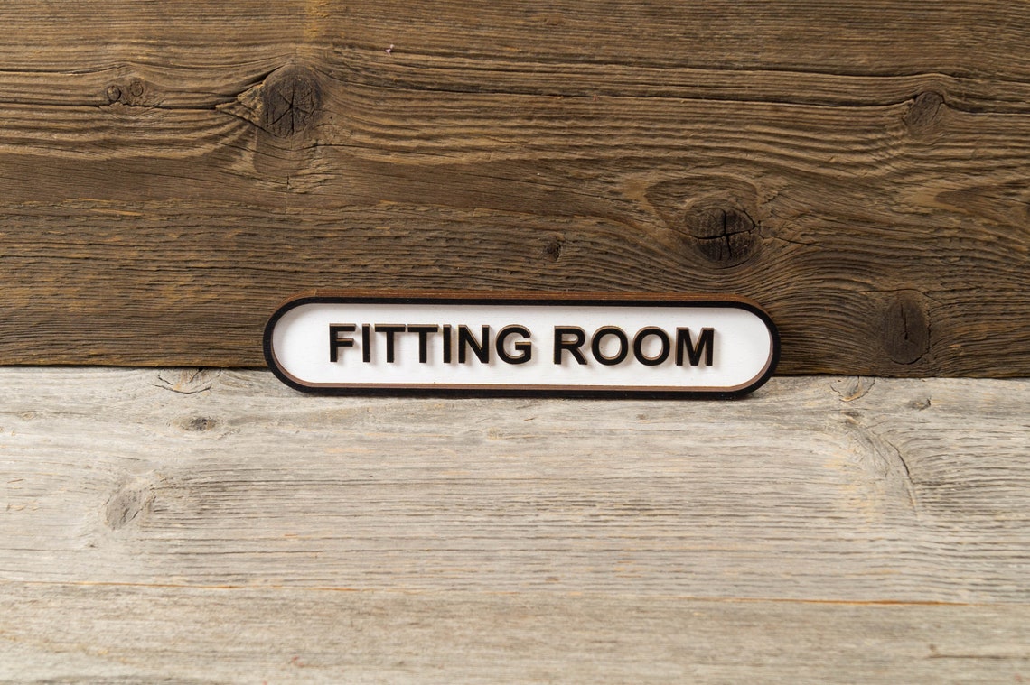 Fitting Room Wooden Door Sign. Classic Indoor Signage With Raised ...
