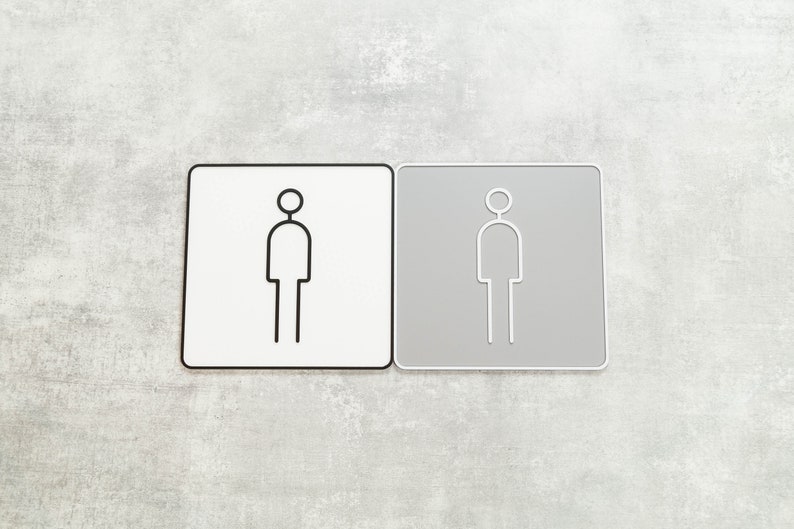 Modern 3D Printed Men Restroom Sign - Sleek Bathroom Door Decor - Male ...