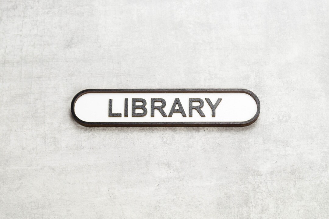 Library Wooden Door Sign. Classic Indoor Signage With Raised Lettering ...