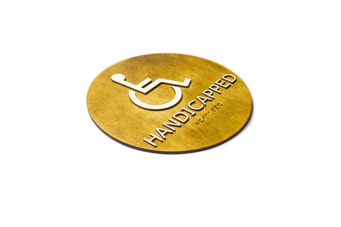 Handicapped Restroom Toilet Door Sign With Braille Dots WC | Etsy