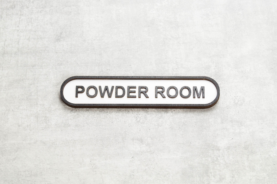 Powder Room Wooden Door Sign. Classic Indoor Signage With Raised ...