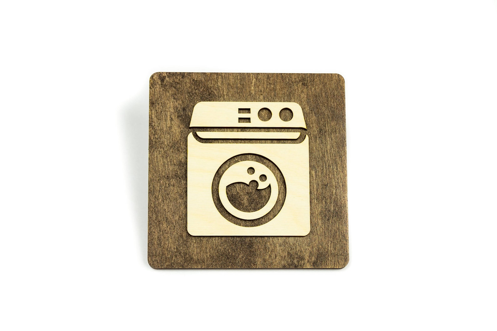 Laundry Room Door Sign. Laundry Machine Icon Wood Sign. - Etsy