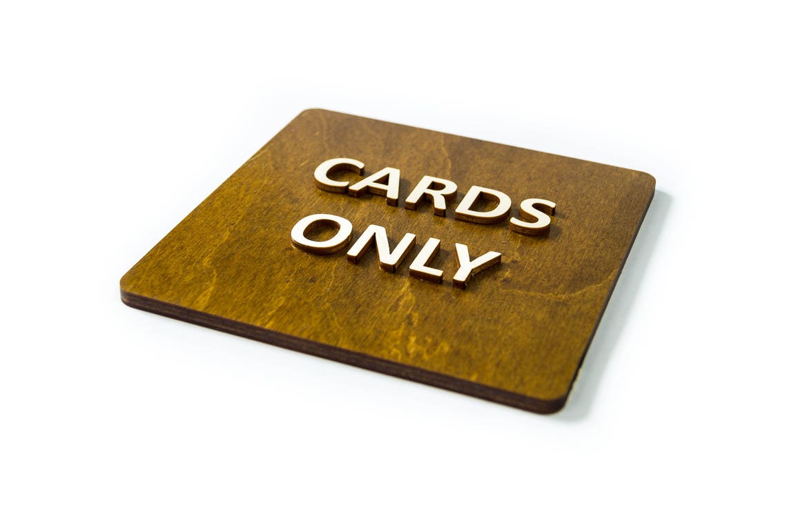 Cards Only. Restaurant Shop Door or Wall Sign. No Cash. | Etsy