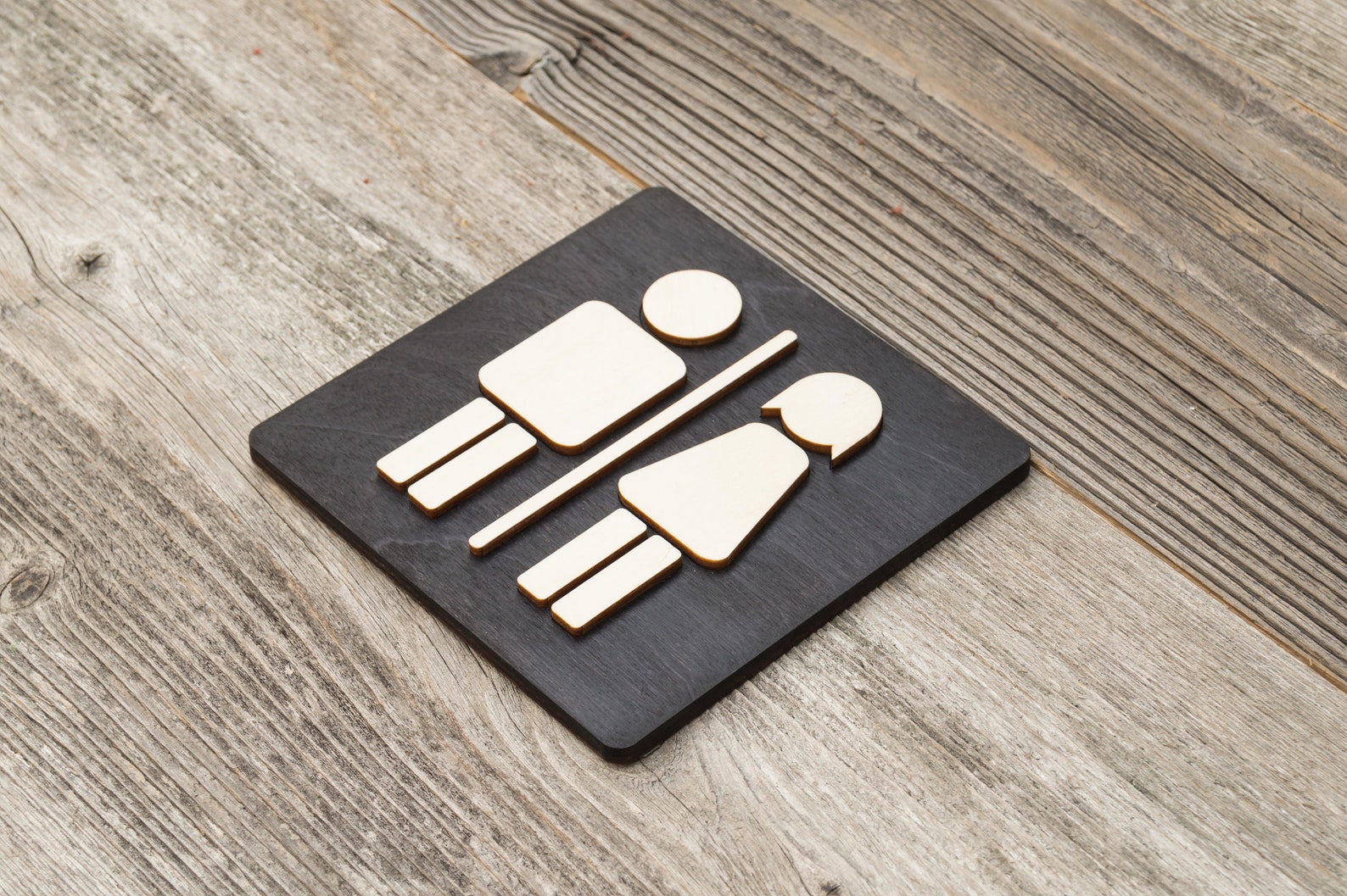 Toilet Door Sign. Wooden Rustic Restroom Signs Set. | Etsy