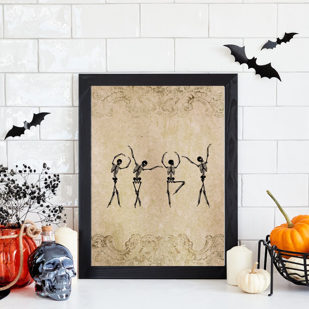 Dancing Skeletons Wall Art, Printable Wall Art, Halloween Decor ...