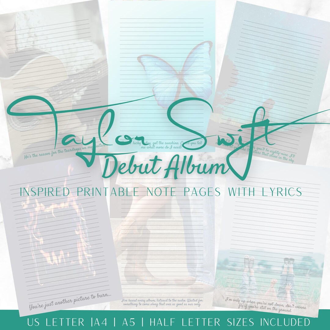 Taylor Swift Debut Album Inspired Printable Note Pages, Eras Tour Gift ...