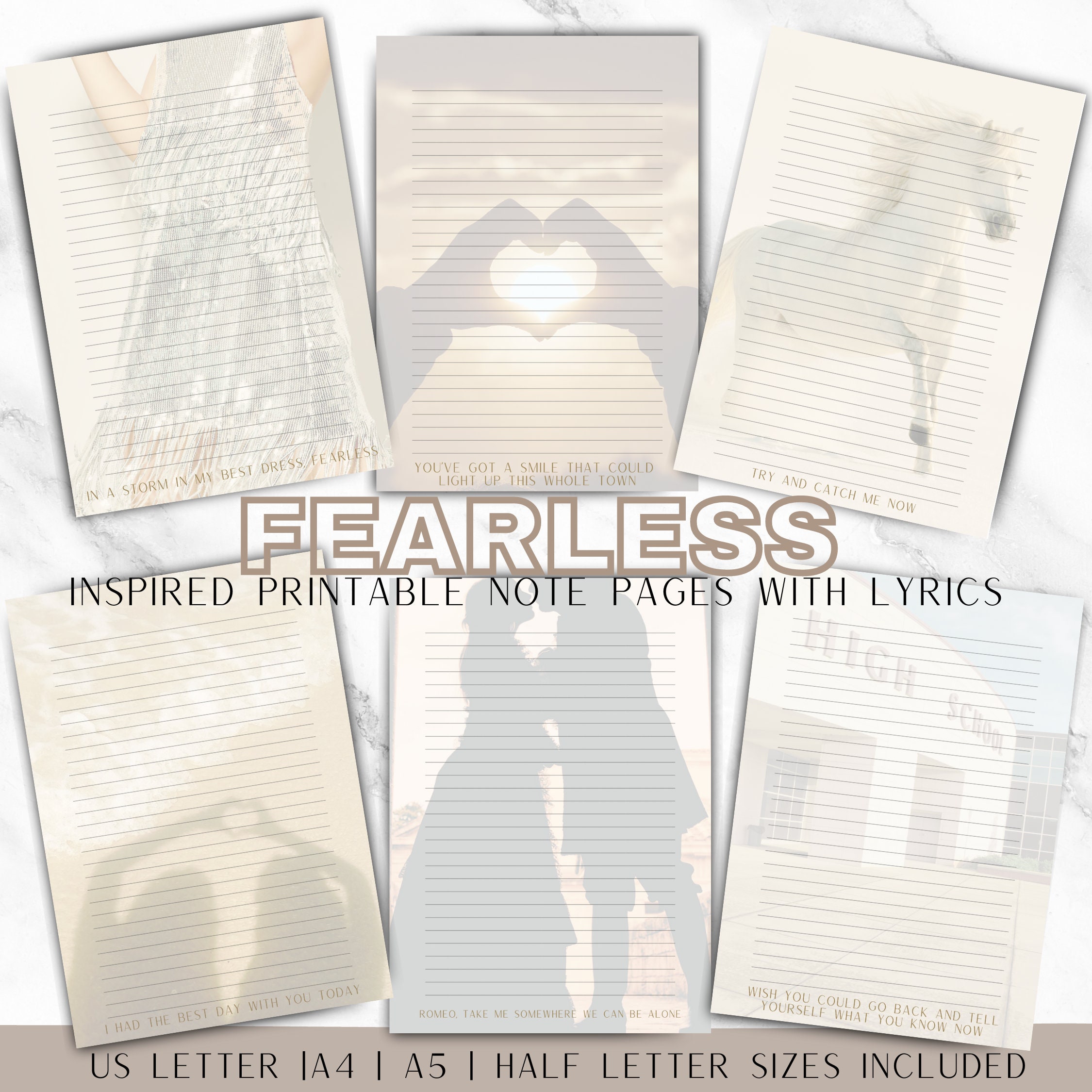 Printable Fearless Inspired Notes Pages Taylor Swiftie - Etsy