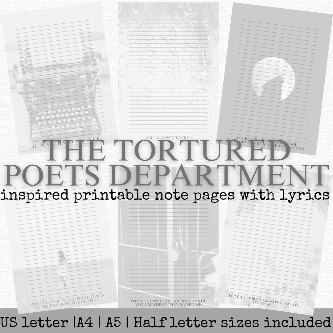 TTPD Inspired Printable Note Pages, Penpal Note Pages, Digital Download ...