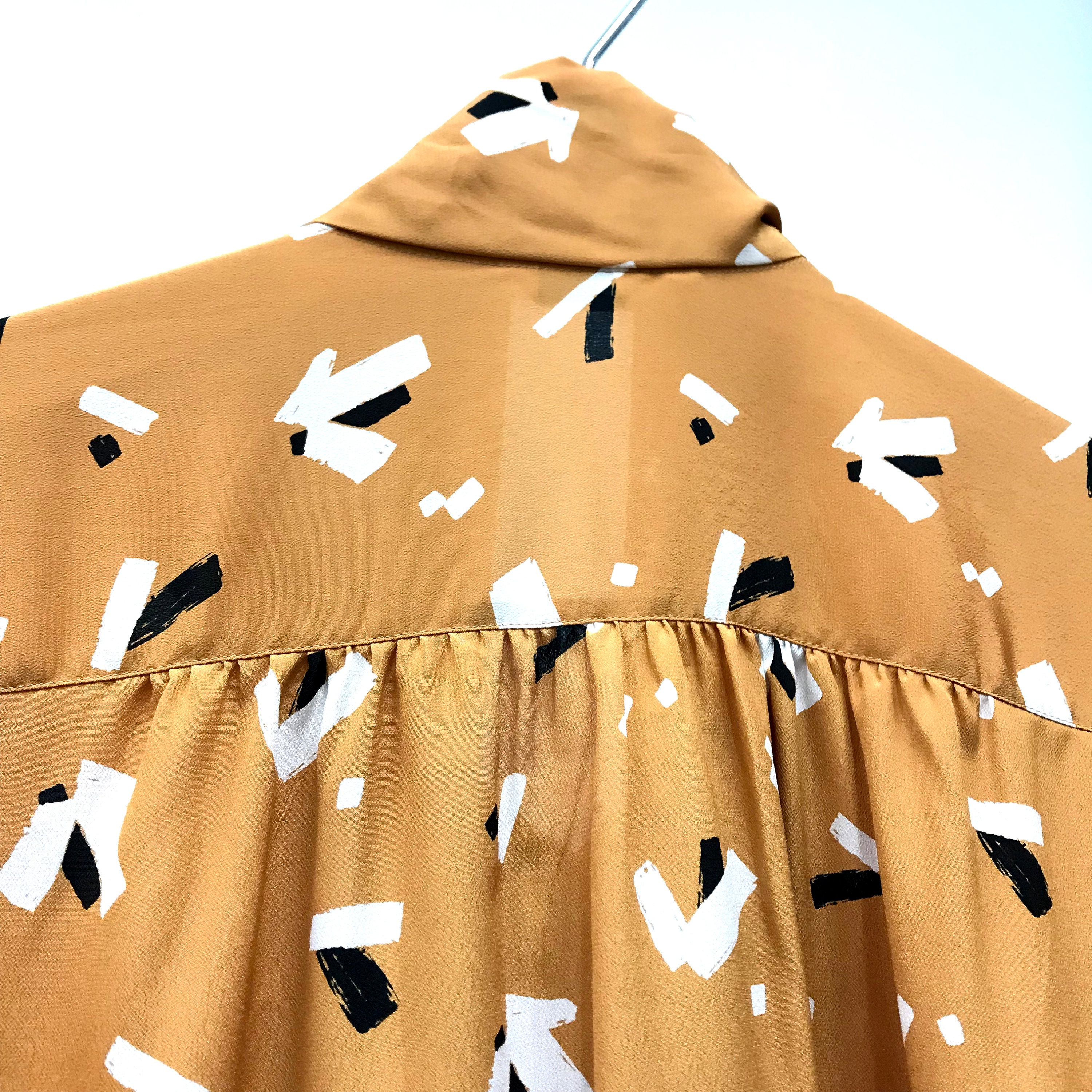 Ascot Bow Secretary Blouse Japanese Mod Style Vintage Blouse Orange 70s ...