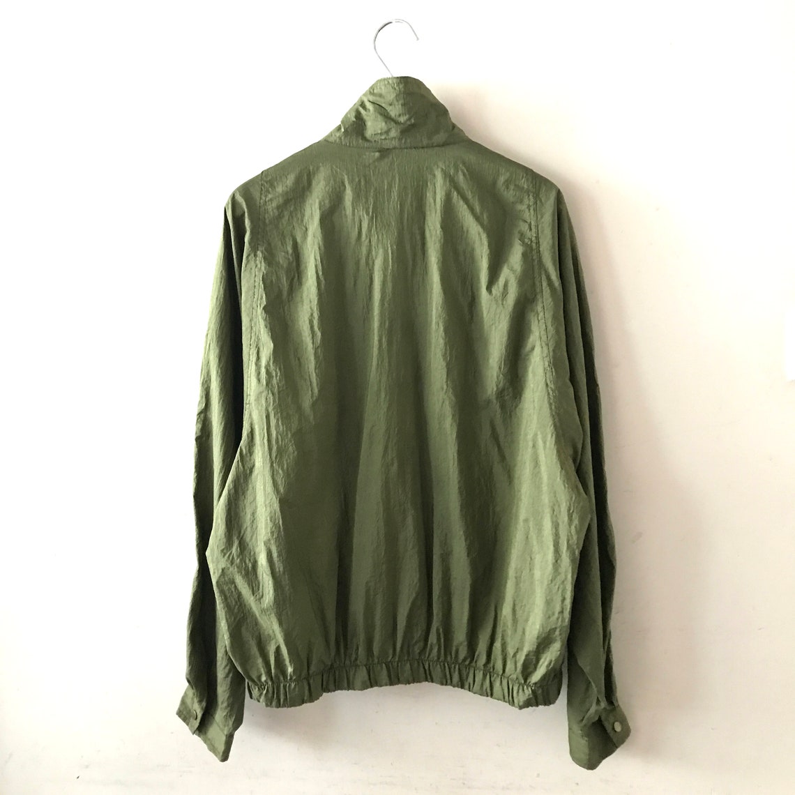 Army Green Windbreaker Plain Jacket Rain-proof Jacket Retro Cyber ...