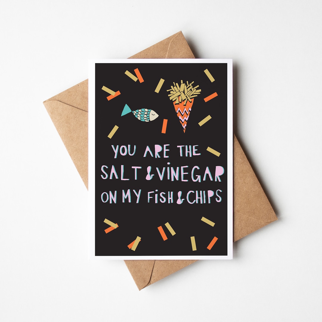 Fish and Chips Love Greeting Card: Salt & Vinegar, Handmade - Etsy