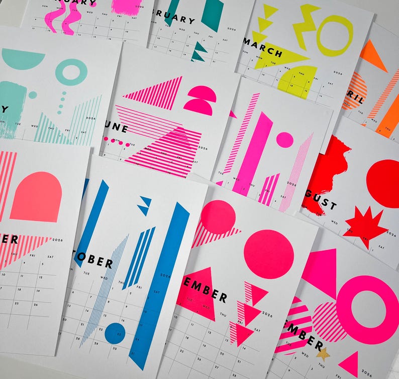 2026 Calendar, Bold Vibrant Wall Planner,limited Edition, Geometric ...
