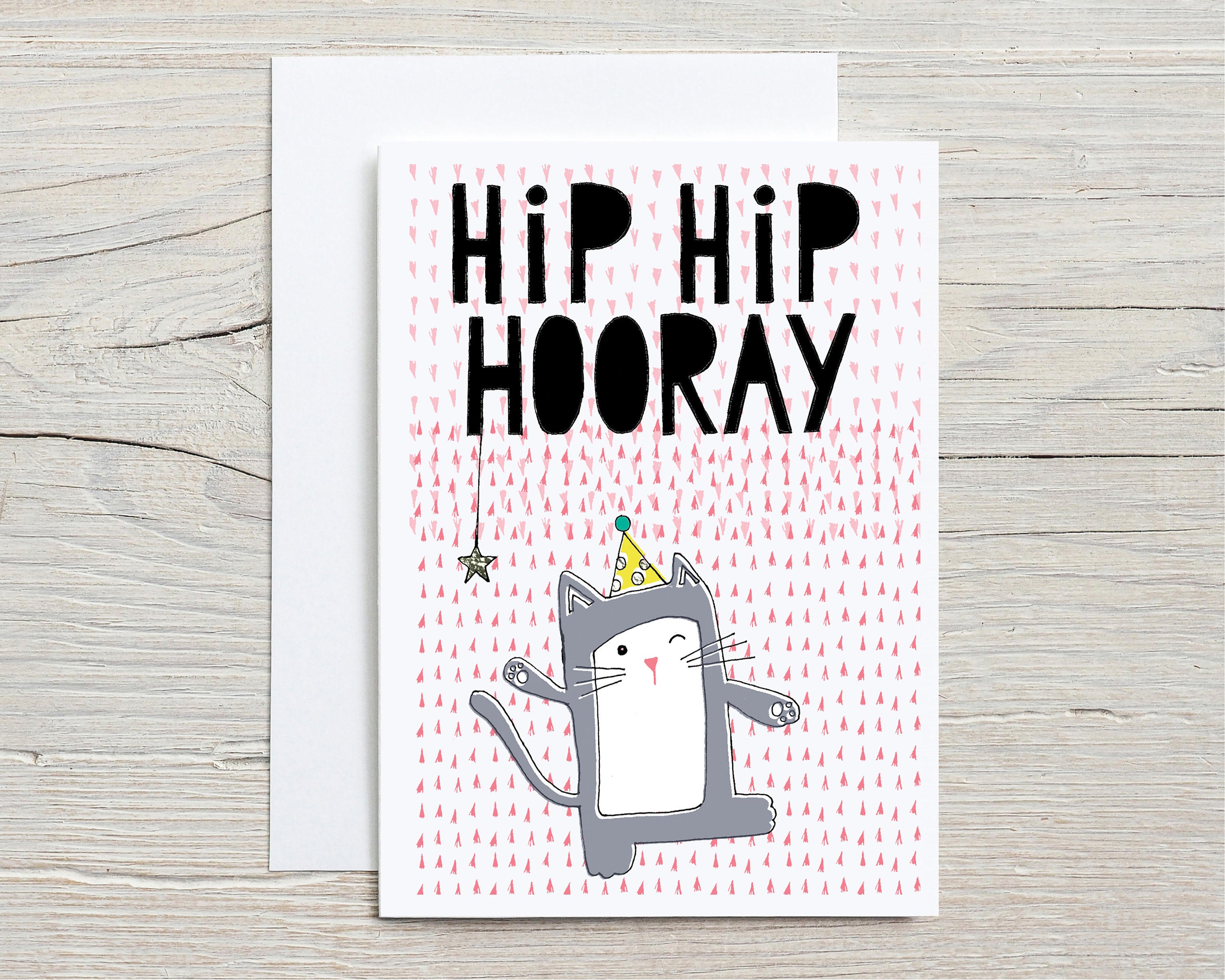 Party Greeting Card, Cat, Hip Hip Hooray, Birthday Celebration, Happy ...