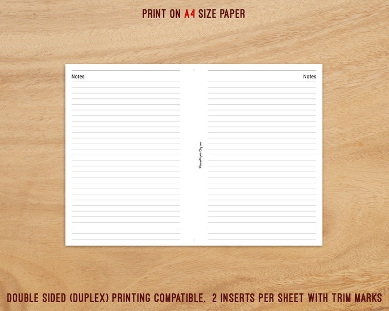 A5 Printable Notes Pages Lined Planner Notes Paper Filofax | Etsy