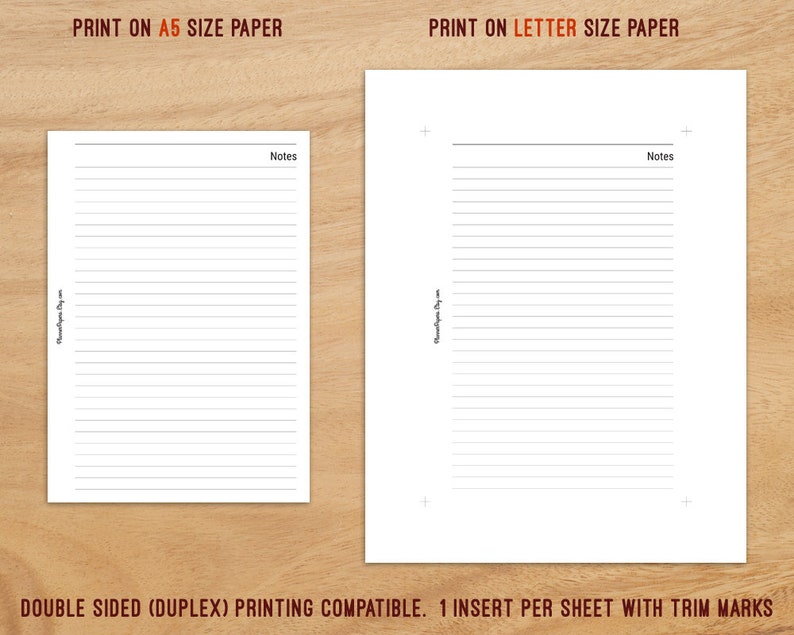 A5 Printable Notes Pages Lined Planner Notes Paper Filofax | Etsy