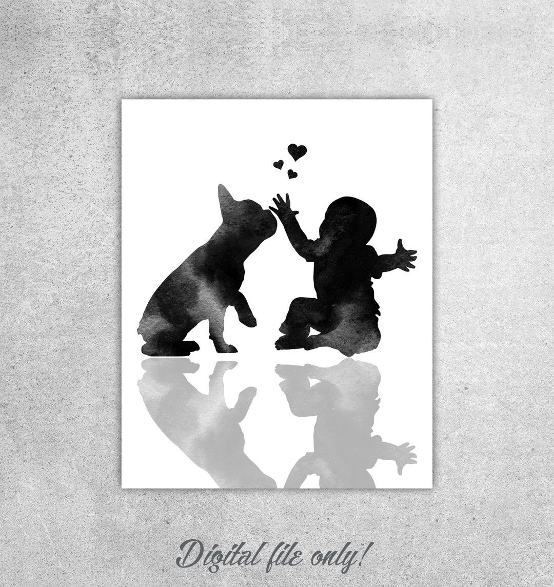 Puppy Print, Pregnancy Announcement, Baby With Puppy French Bulldog ...