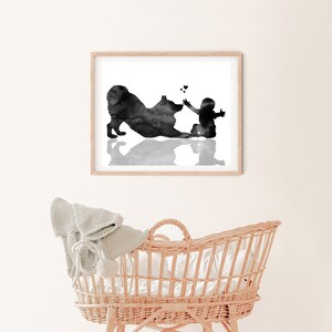Baby and Dog Watercolor Print, Nursery, Baby and Samoyed, Dog Print ...