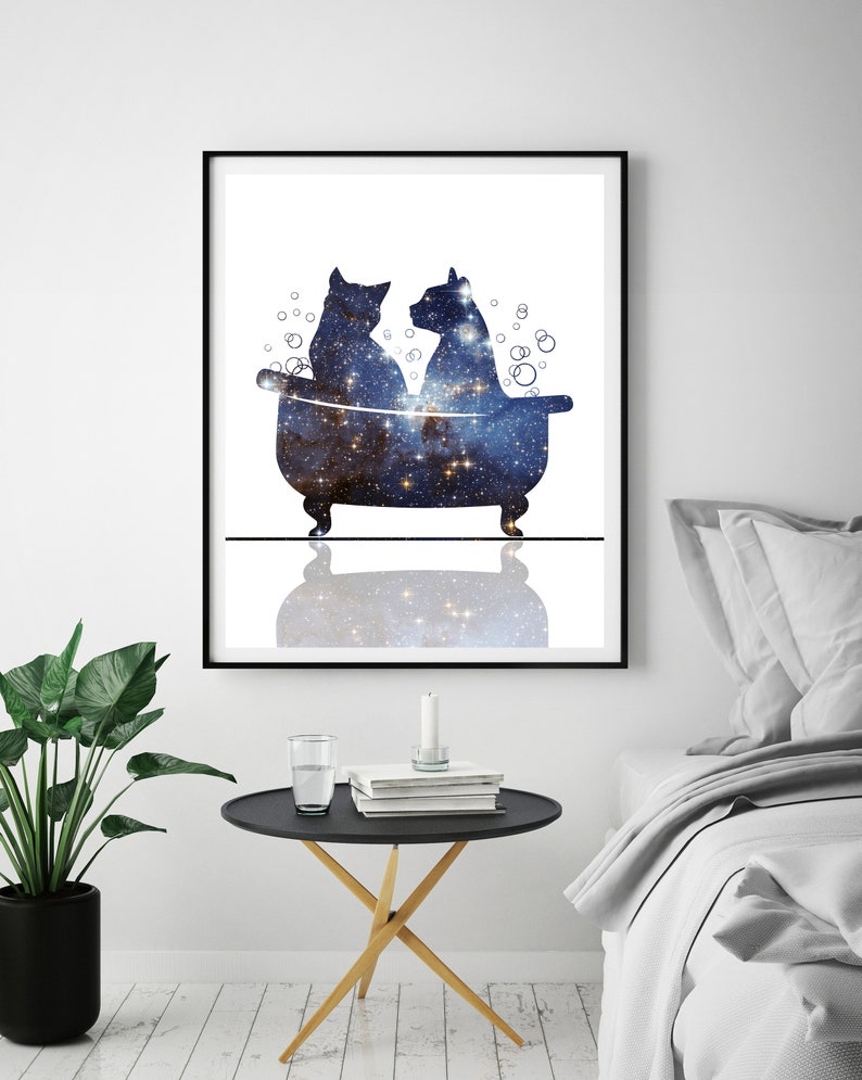 Bathroom Decor Two Cats in Tub Prints Cat Lovers Gift Bath - Etsy