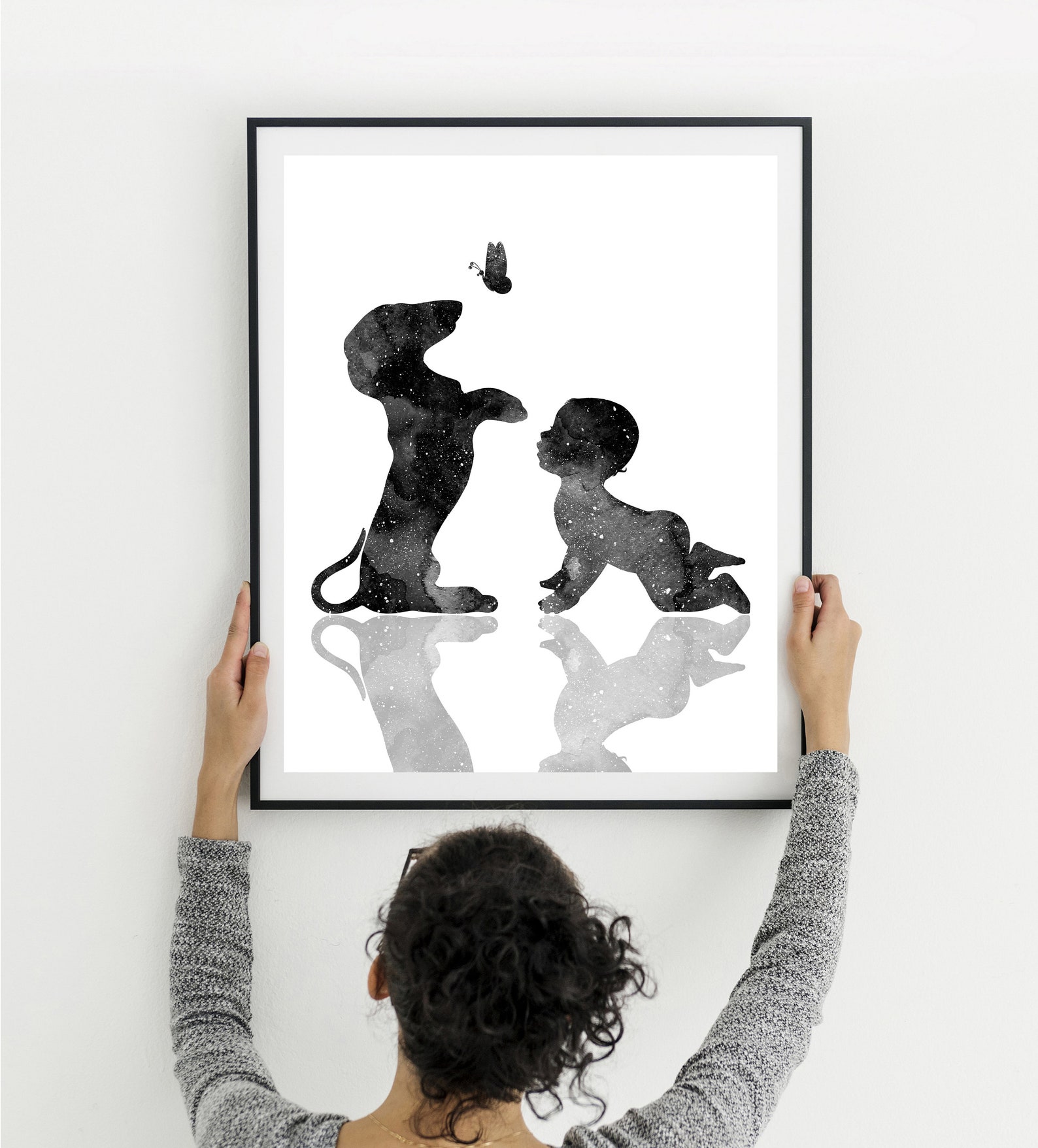 Baby Wall Art Print, Baby and Dog Print, Baby and Dachshund, Baby Room ...