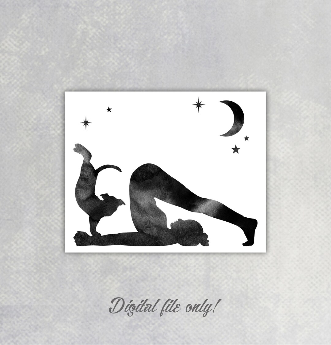 Woman and Dog Yoga Print: Plough Pose, Funny Wall Art (instant Download ...
