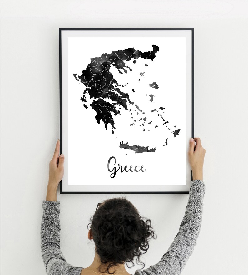 Greece Map Printable, Greece Wall Art, Wanderlust Gift, Greece Print ...