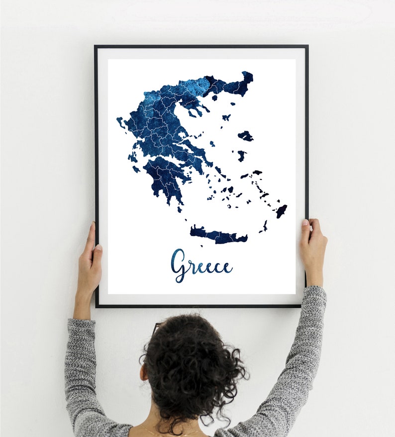 Greece Map Printable, Greece Wall Art, Wanderlust Gift, Greece Print ...
