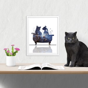 Bathroom Decor, Two Cats in Tub Prints, Cat Lovers Gift, Bath Sign ...