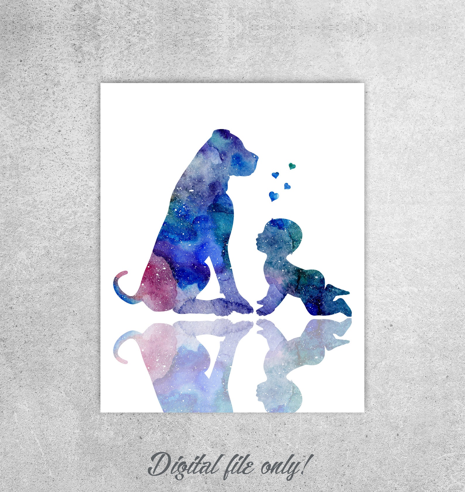 Rottweiler Wall Decor Baby With a Dog Watercolor Print Baby - Etsy