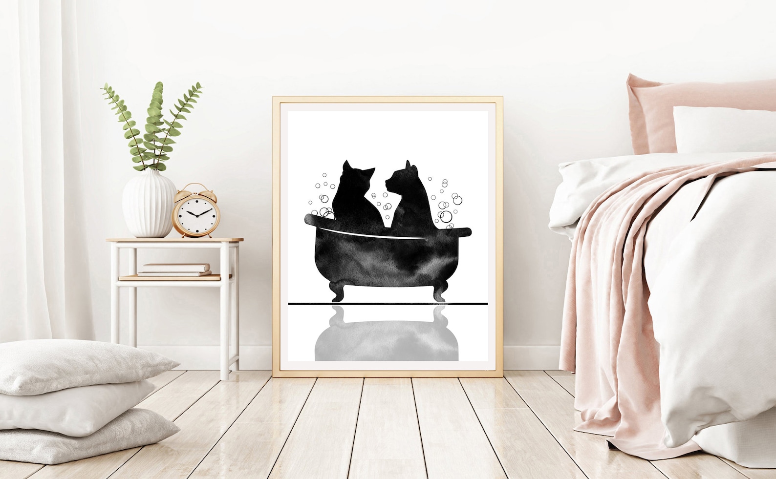 Bathroom Decor Two Cats in Tub Prints Cat Lovers Gift Bath - Etsy