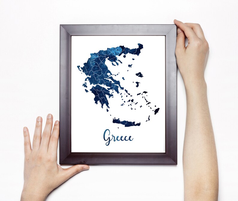 Greece Map Printable, Greece Wall Art, Wanderlust Gift, Greece Print ...