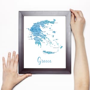 Greece Map Printable, Greece Wall Art, Wanderlust Gift, Greece Print ...
