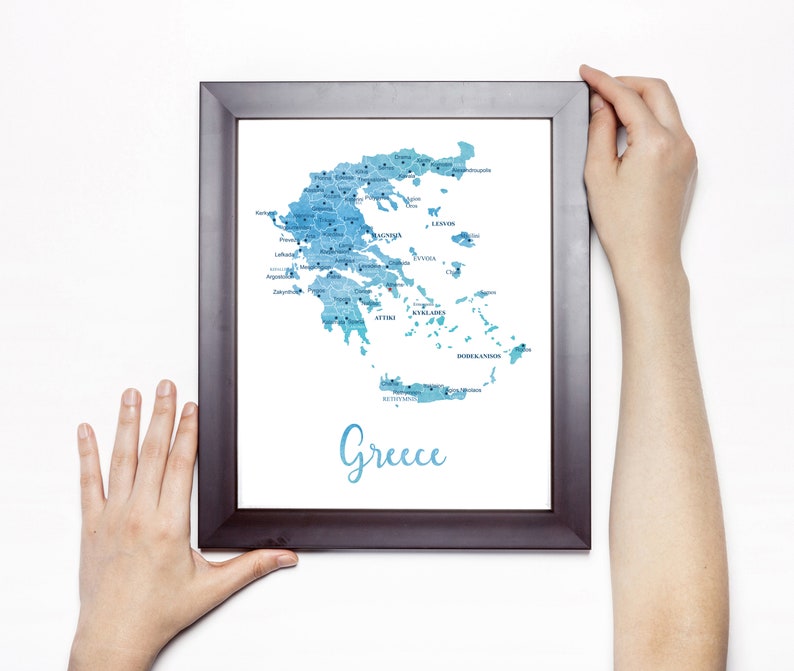 Greece Map Printable Greece Wall Art Wanderlust Gift Greece - Etsy
