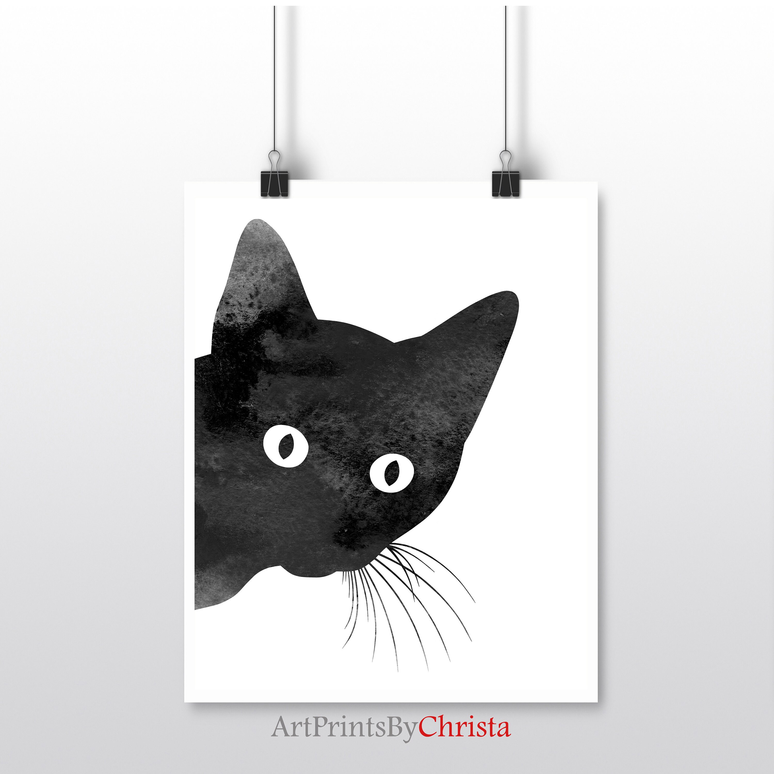 Cat art print Watercolor art Cat Prints Wall Decor Wall Art | Etsy