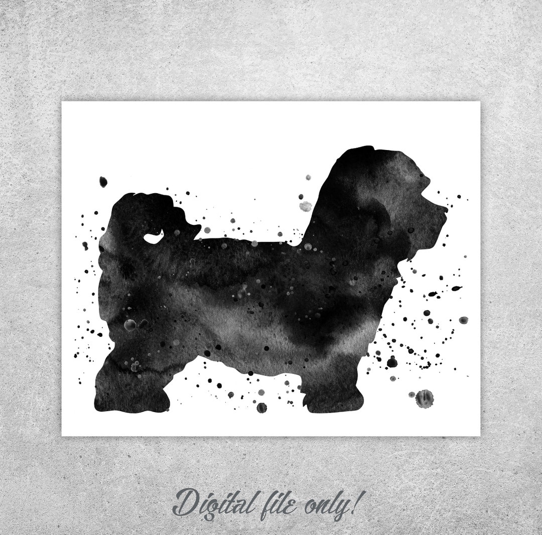 Maltipoo Silhouette, Dog Breed Printable, Black Watercolor Splashes ...