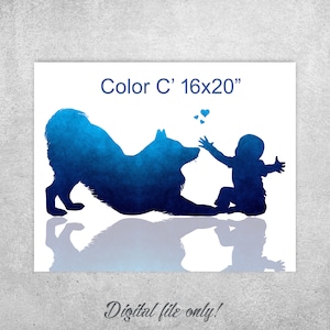 Baby and Dog Watercolor Print, Nursery, Baby and Samoyed, Dog Print ...