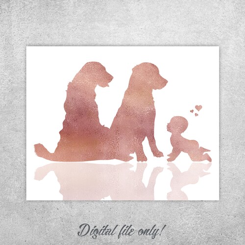 Dog Print Baby Animal Art Puppy Print Nursery Art Golden - Etsy