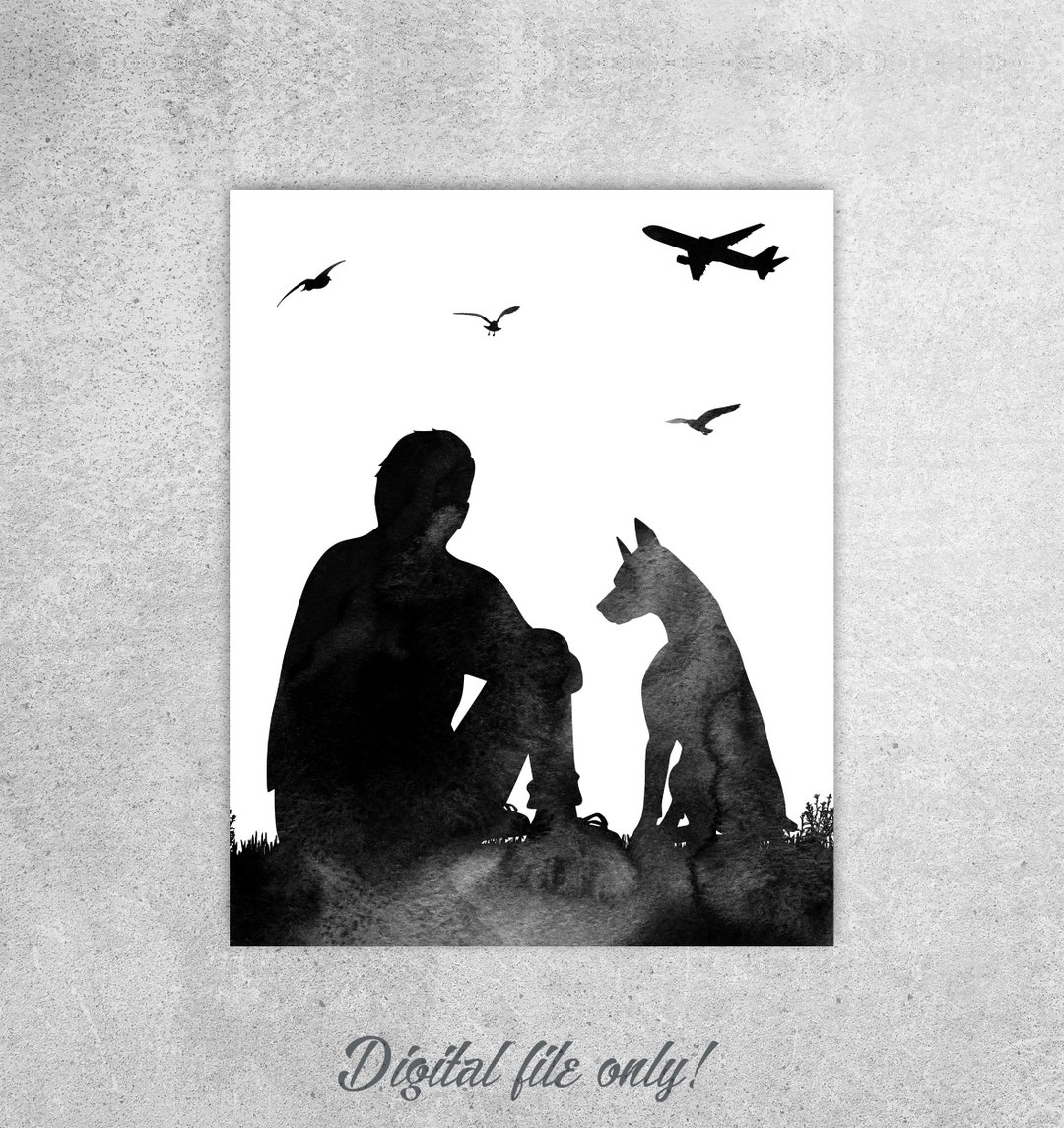 Doberman Print, Man With Dog Art Print, Gift for Him, Printable Art ...