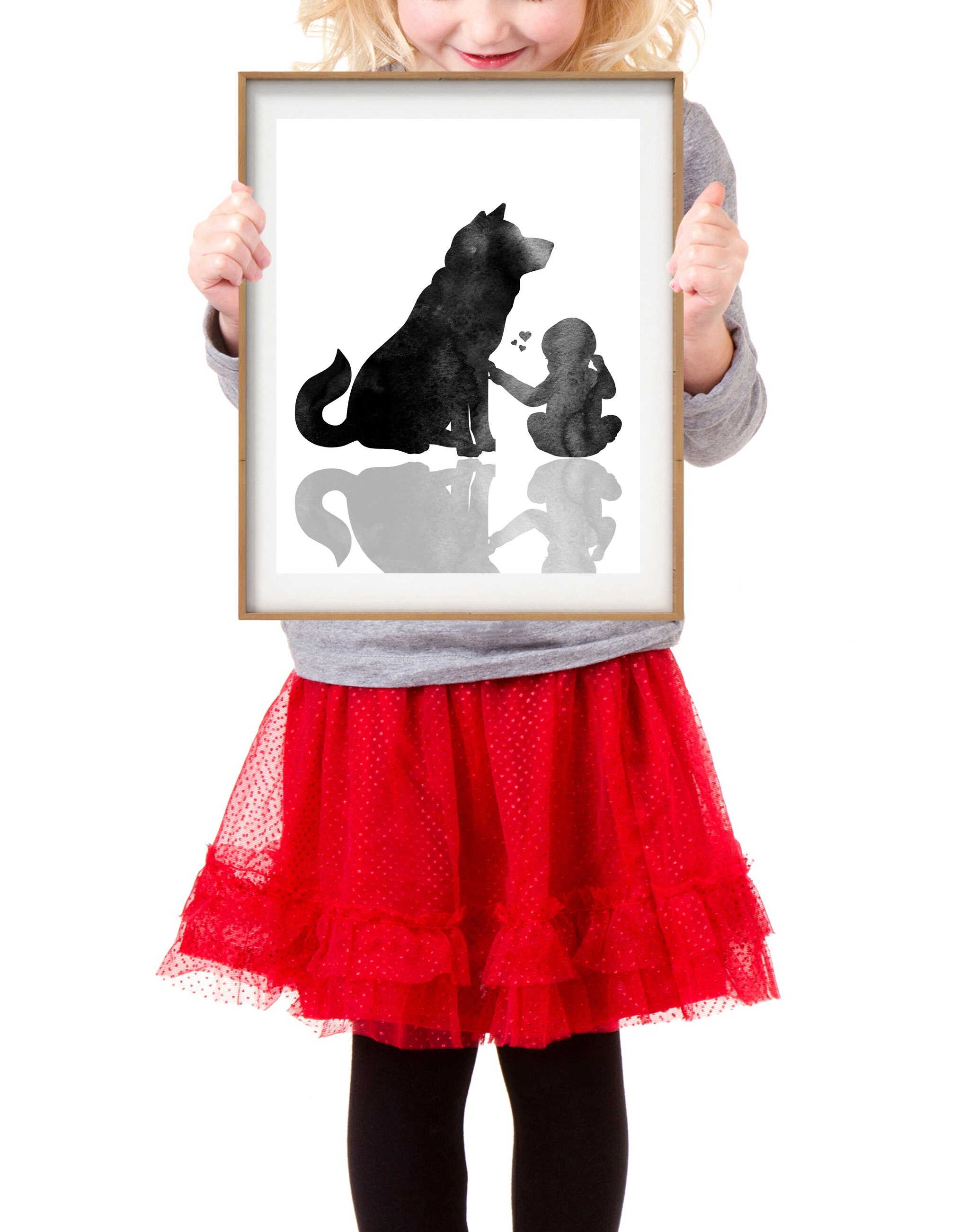 Nursery Room Decor, Baby and Dog Print, Dog Watercolor, Baby Sitting ...