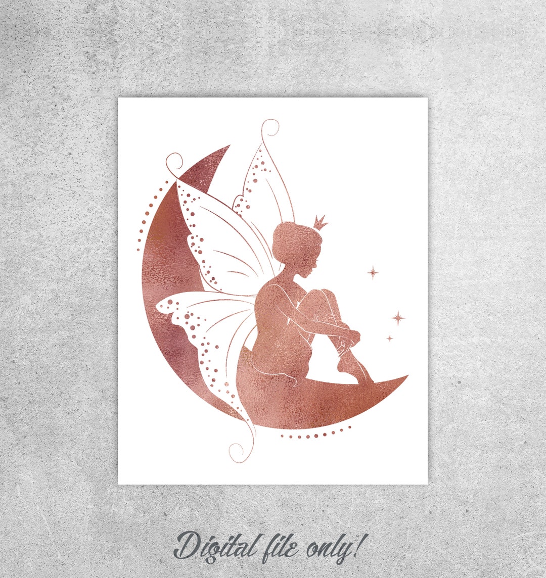 Fairy on the Moon, Fairy Wall Art Print, Girls Room Decor, Nursery ...