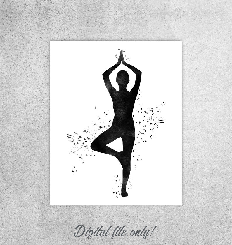 Yoga Art Yoga Tree Pose Yoga Poster Yoga Pose Yoga Print - Etsy