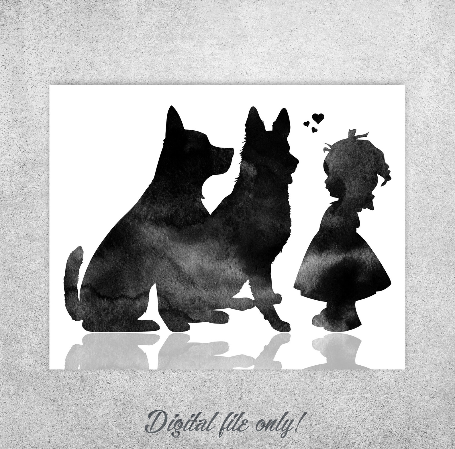 Little Girl With 2 Shepherds Art Print Toddler Girl and Dogs - Etsy