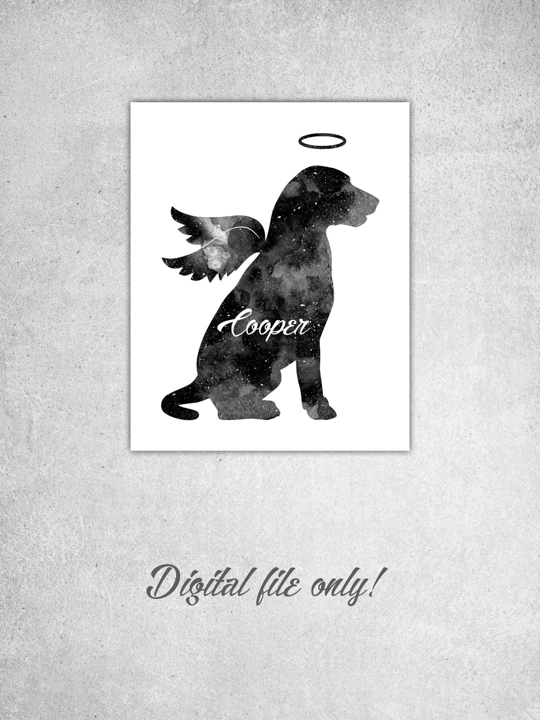Dog With Wings Print, Halo on Dog Gift, Labrador Wings and Halo, Dog ...