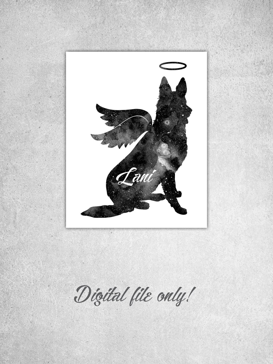 German Shepherd Angel Wings Print: Custom Dog Memorial (digital ...