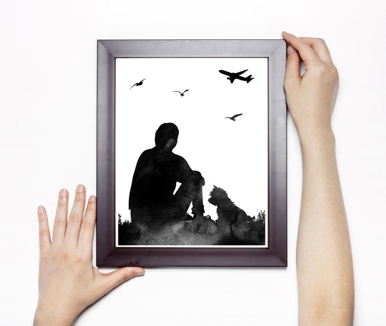 Man and Dog Art Man and Cairn Terrier Black Watercolor - Etsy