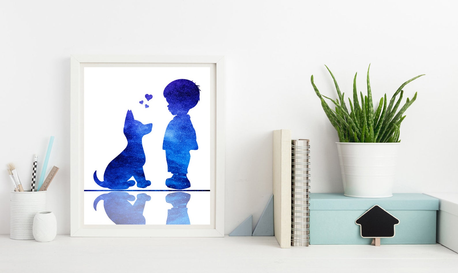 Little Boy With a Puppy Shepherd Print Nursery Decor Dog - Etsy